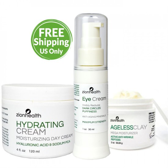 Wrinkle Defense Trio (Ageless + Hydrating + Eye Cream) | Zion Health ...